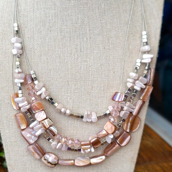 Strand | Jewelry | 9s Multi Strand Layer Mother Of Pearl Square Bead ...
